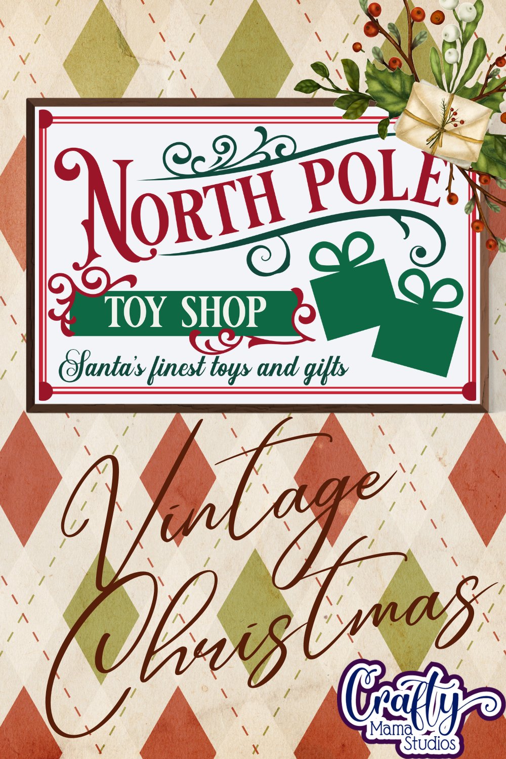 Santa Toy Shop Sign, Vintage Christmas Farmhouse Svg