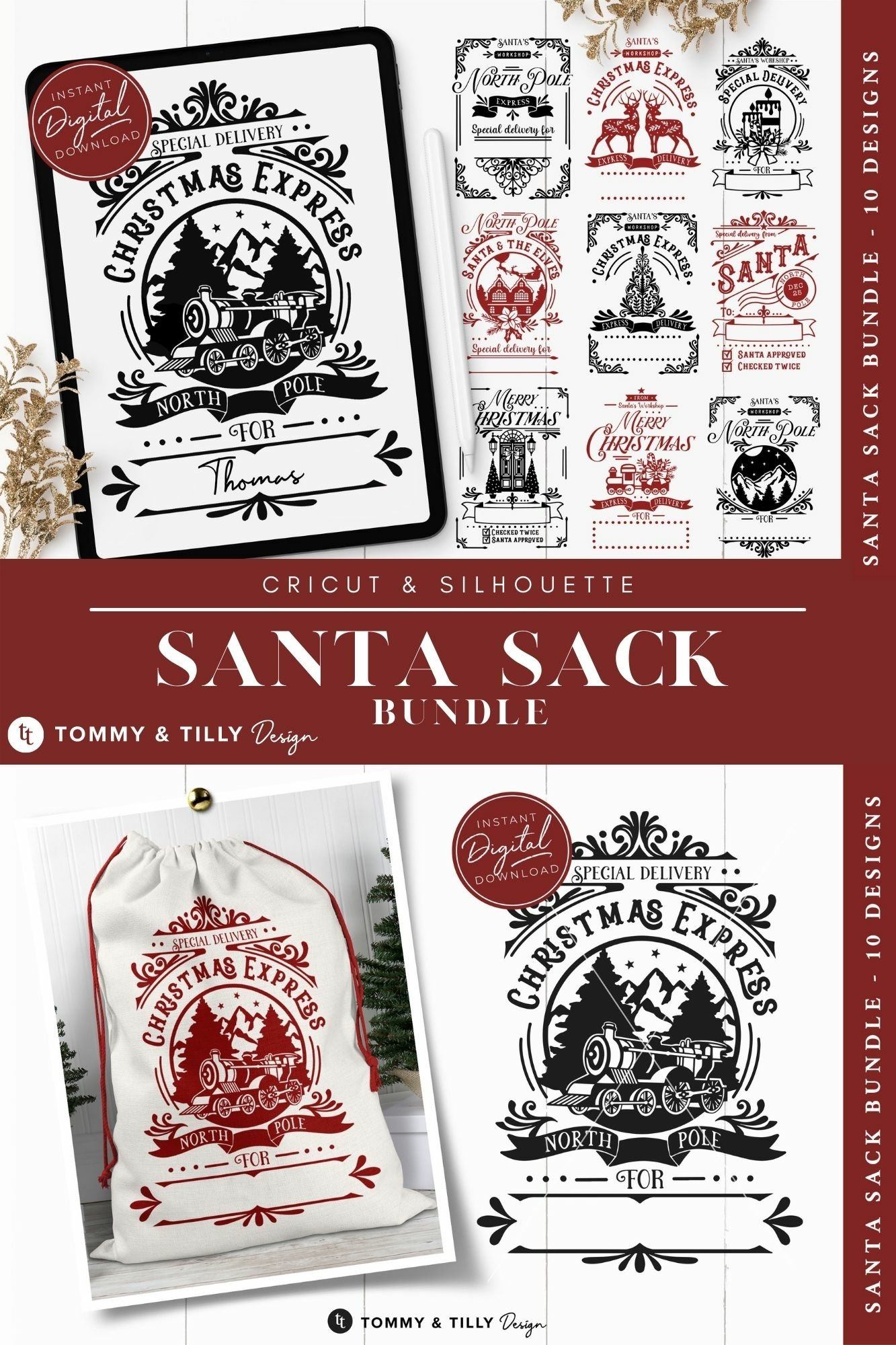 Santa Sack SVG Bundle - Christmas Cut Files (1632708)
