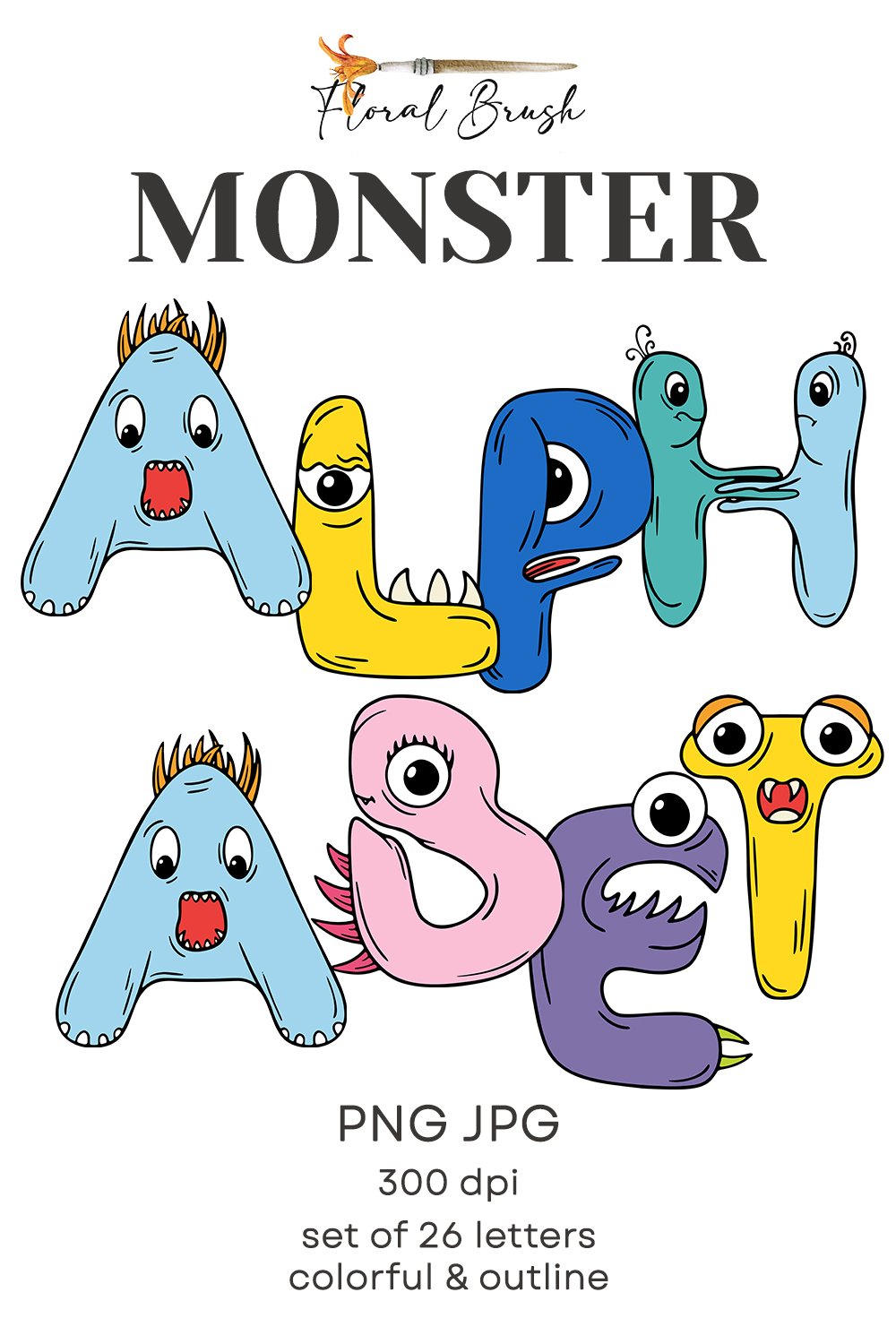 Monster Alphabet ABC Letters Clipart
