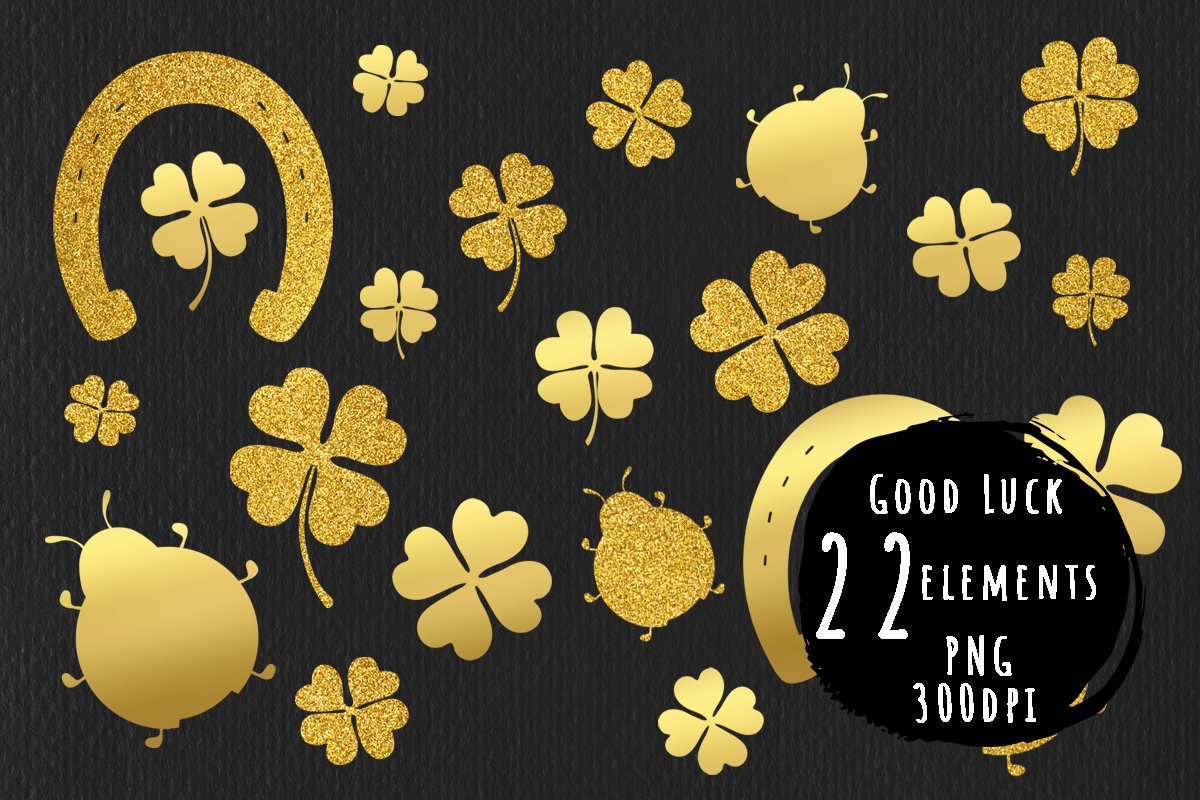 Gold good luck symbols