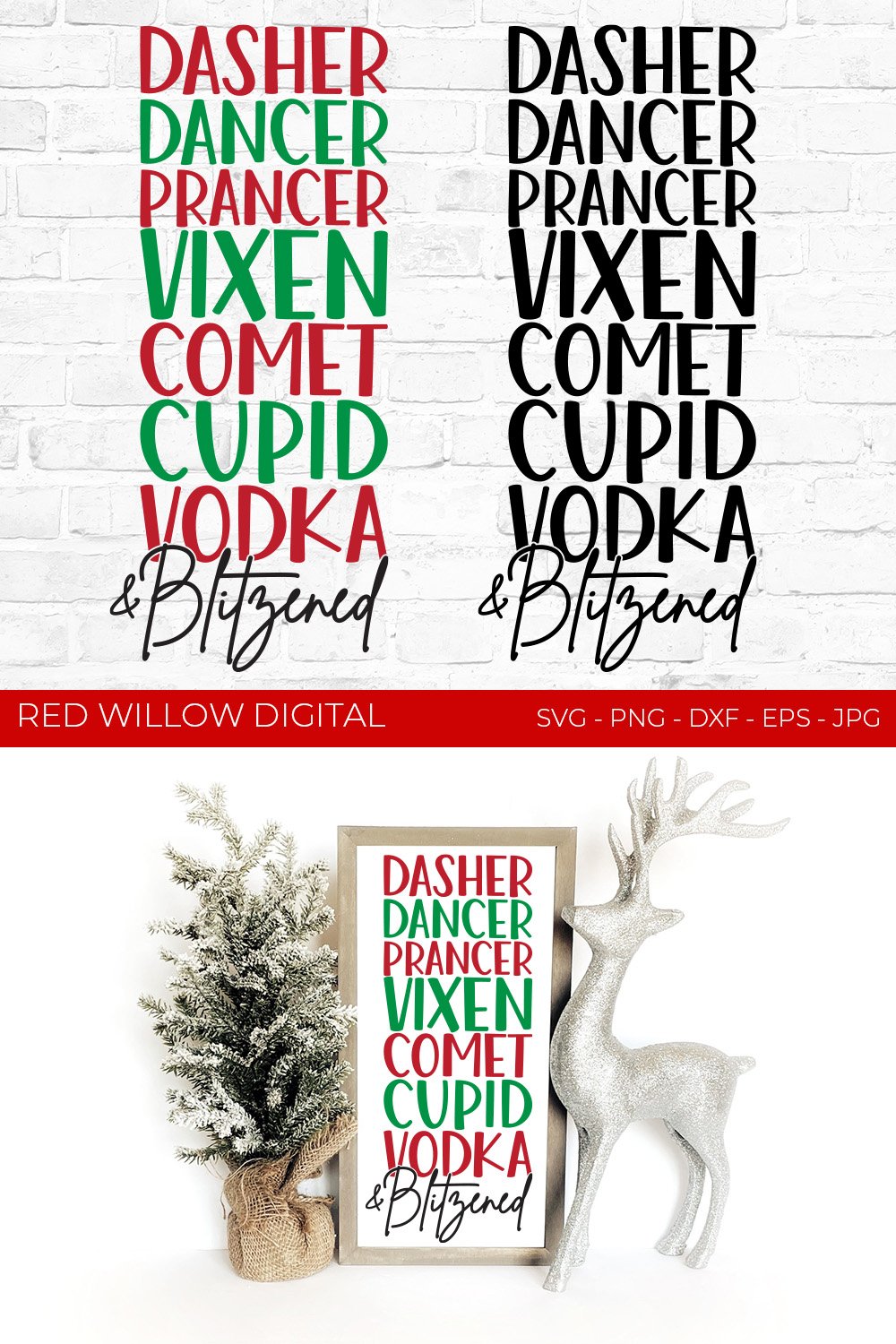 Vodka and Blitzened | Funny Christmas SVG | Reindeer SVG