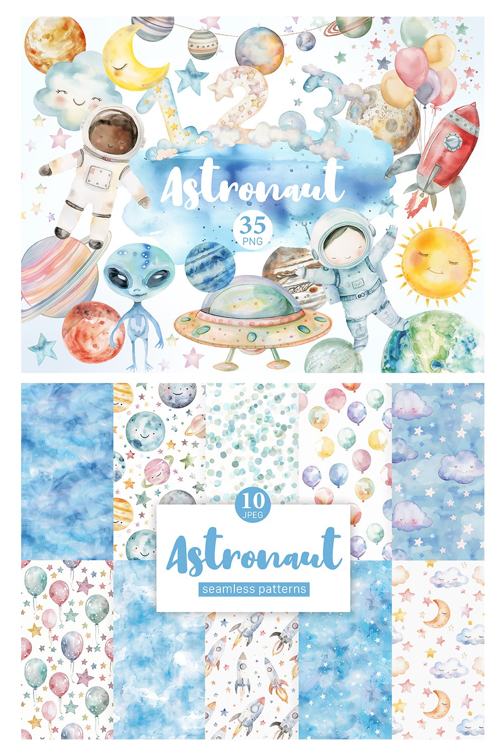 Astronaut Digital Paper | Space Seamless Pattern