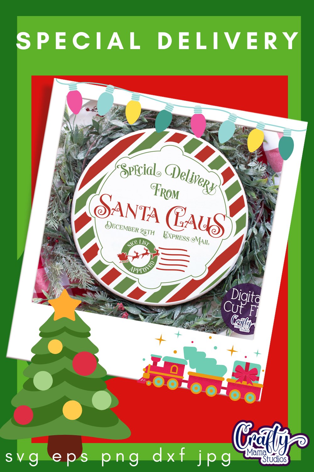 Santa's Special Delivery Christmas Round Sign Svg