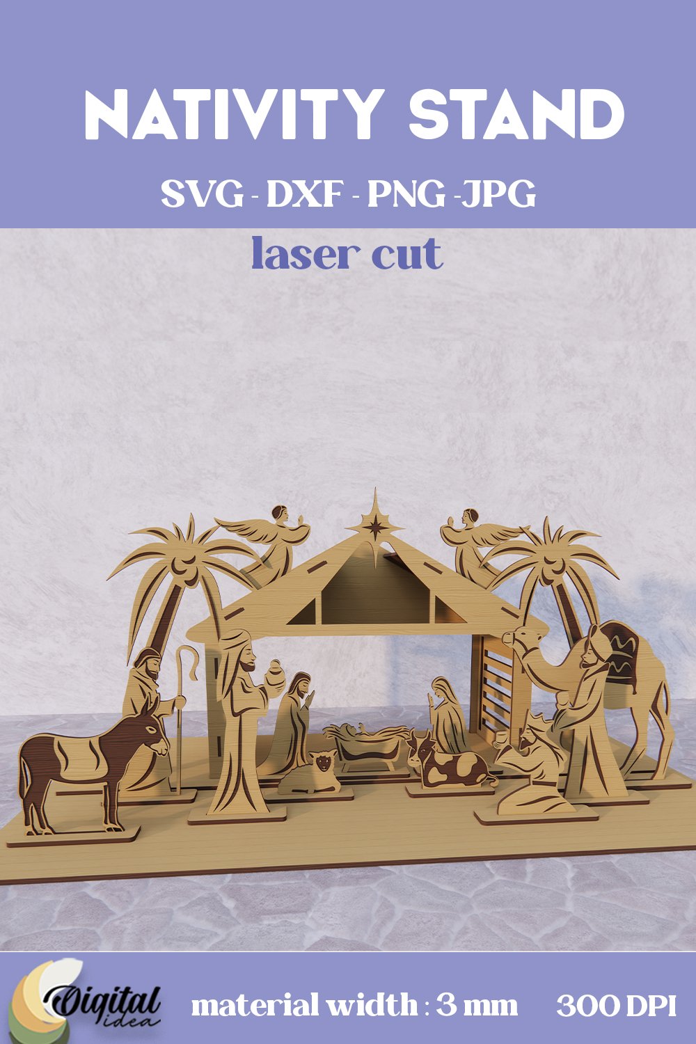 3d Nativity scene Laser Cut. Christmas religious (2827093)