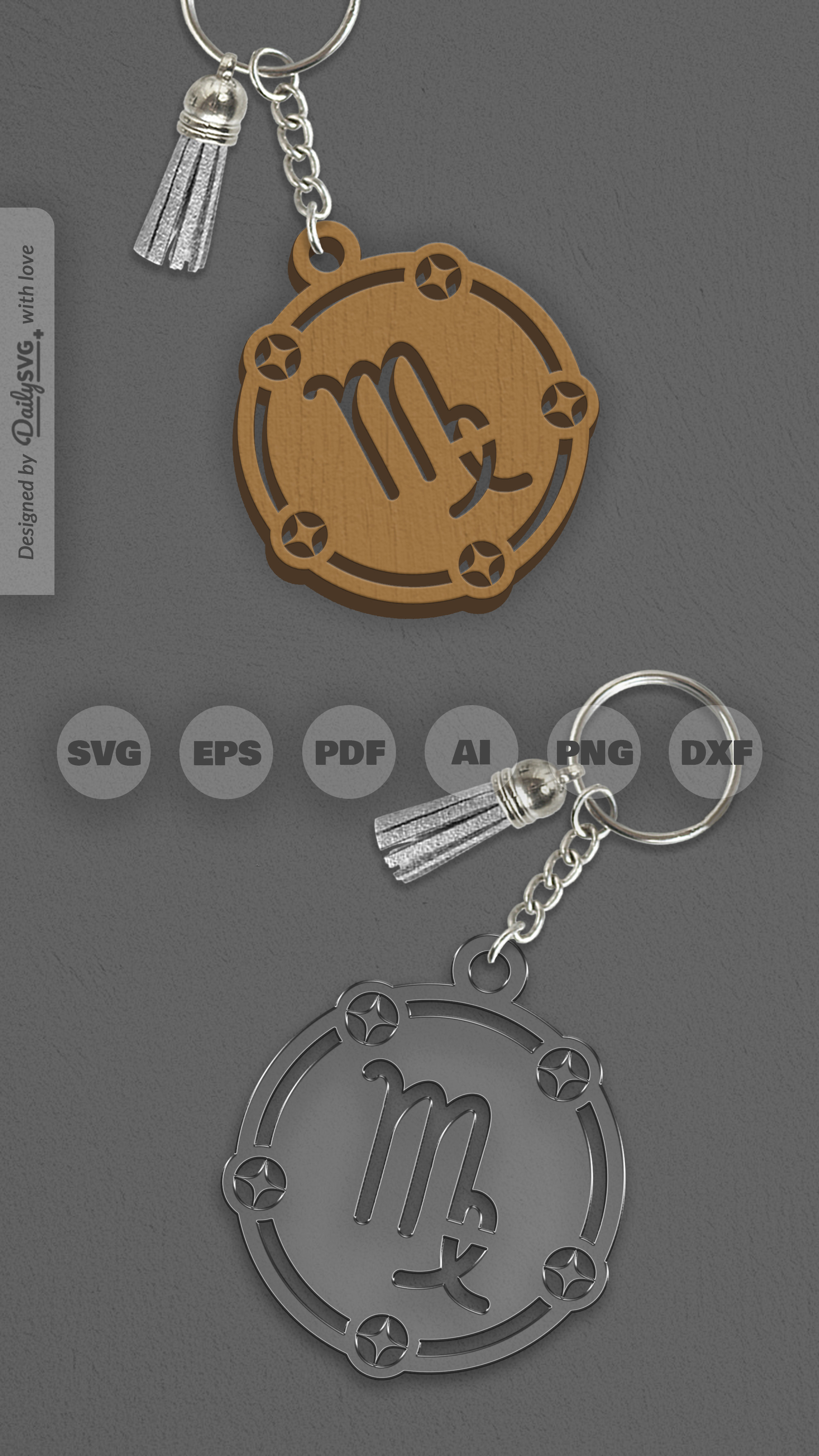 Virgo Zodiac Keychain Laser Cut SVG (5912751)