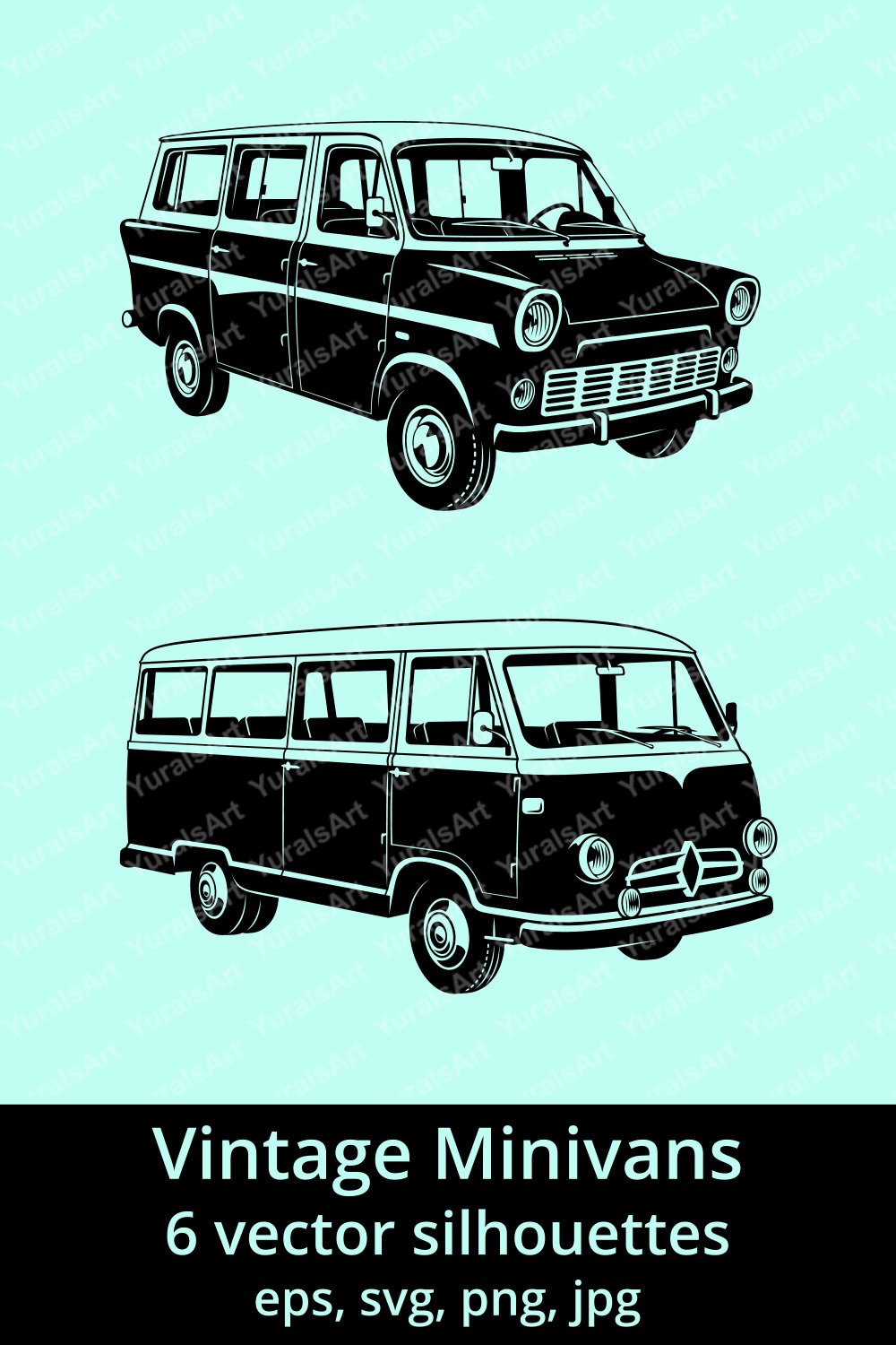 Vintage Minivans Silhouettes