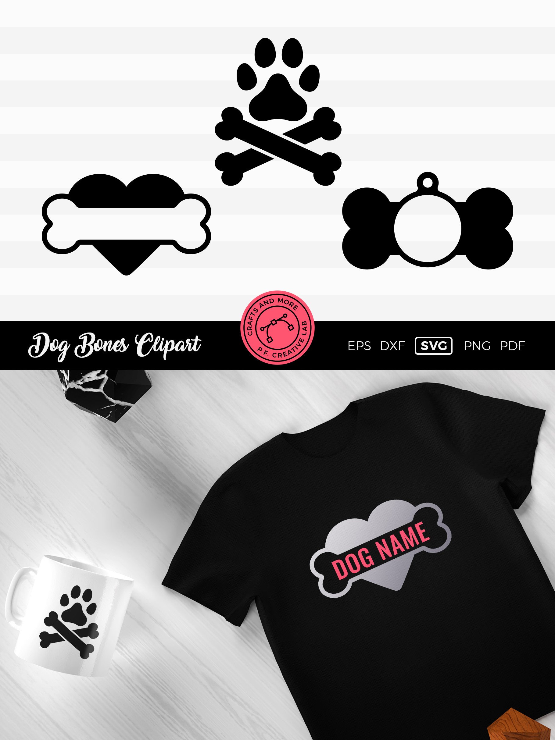 Dog Bone Tags Clipart Bundle