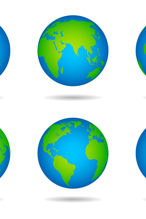 Earth globe. Sphere world map with continents on white backg