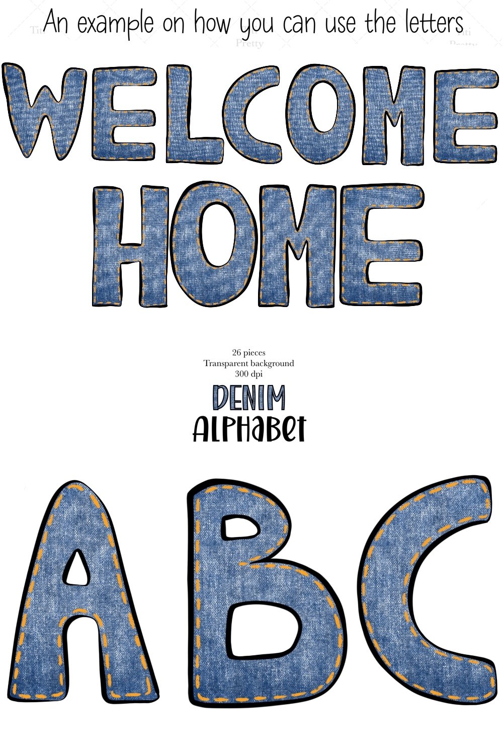 Denim Alphabet Doodle Letters Clipart PNG, Alphabet Fonts