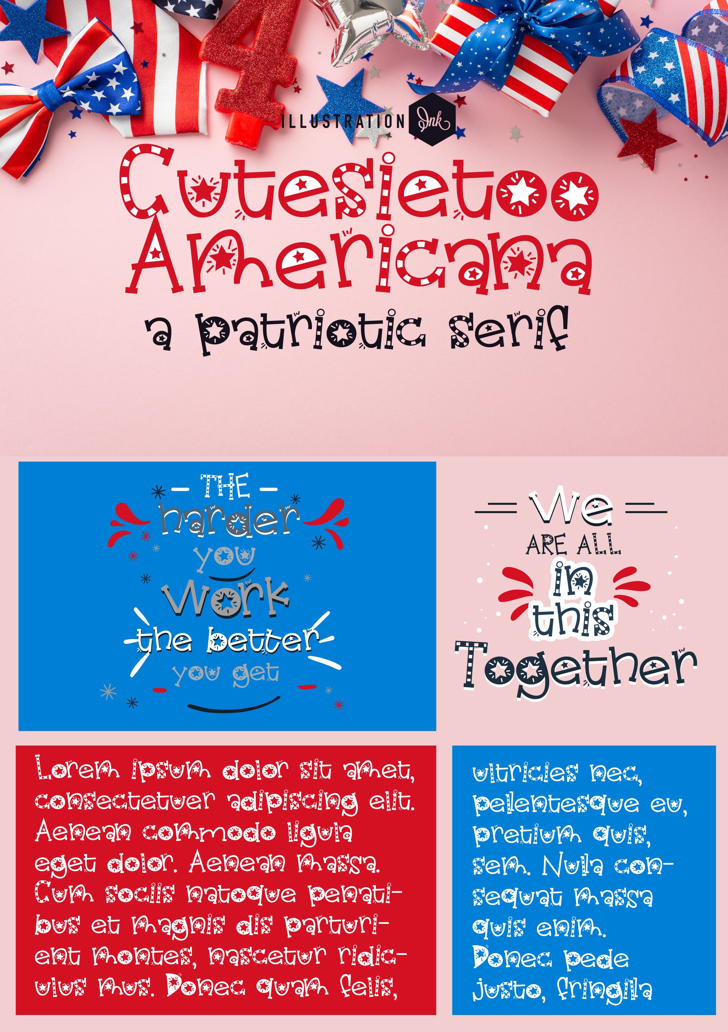 Hand-crafted, patriotic font