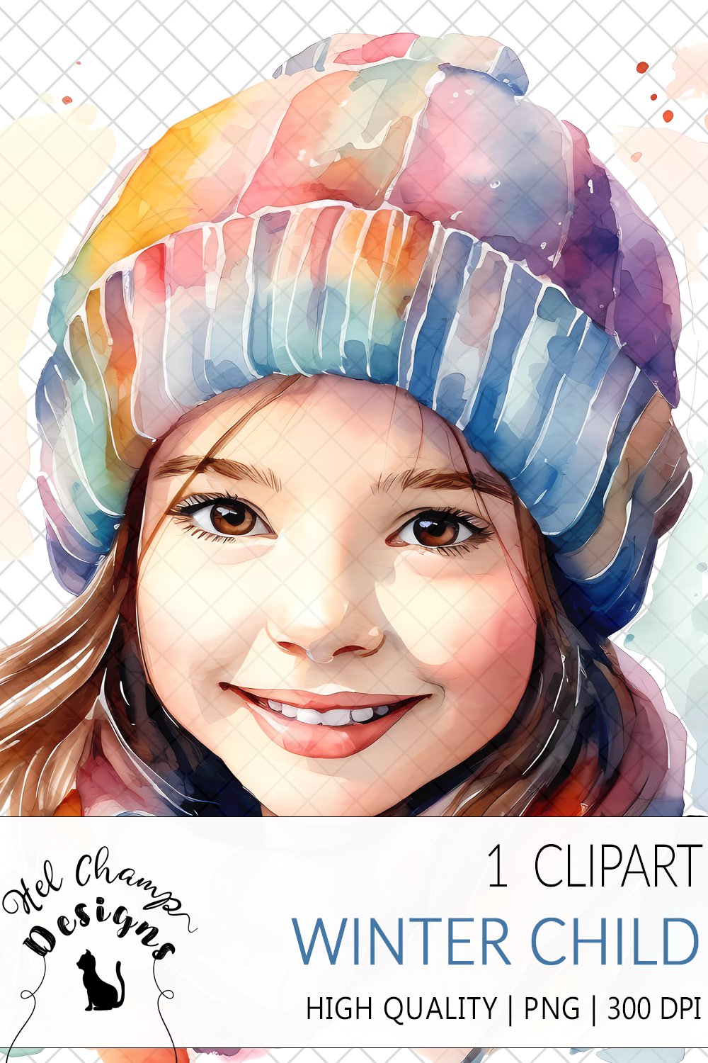 Watercolor winter child girl transparent clipart