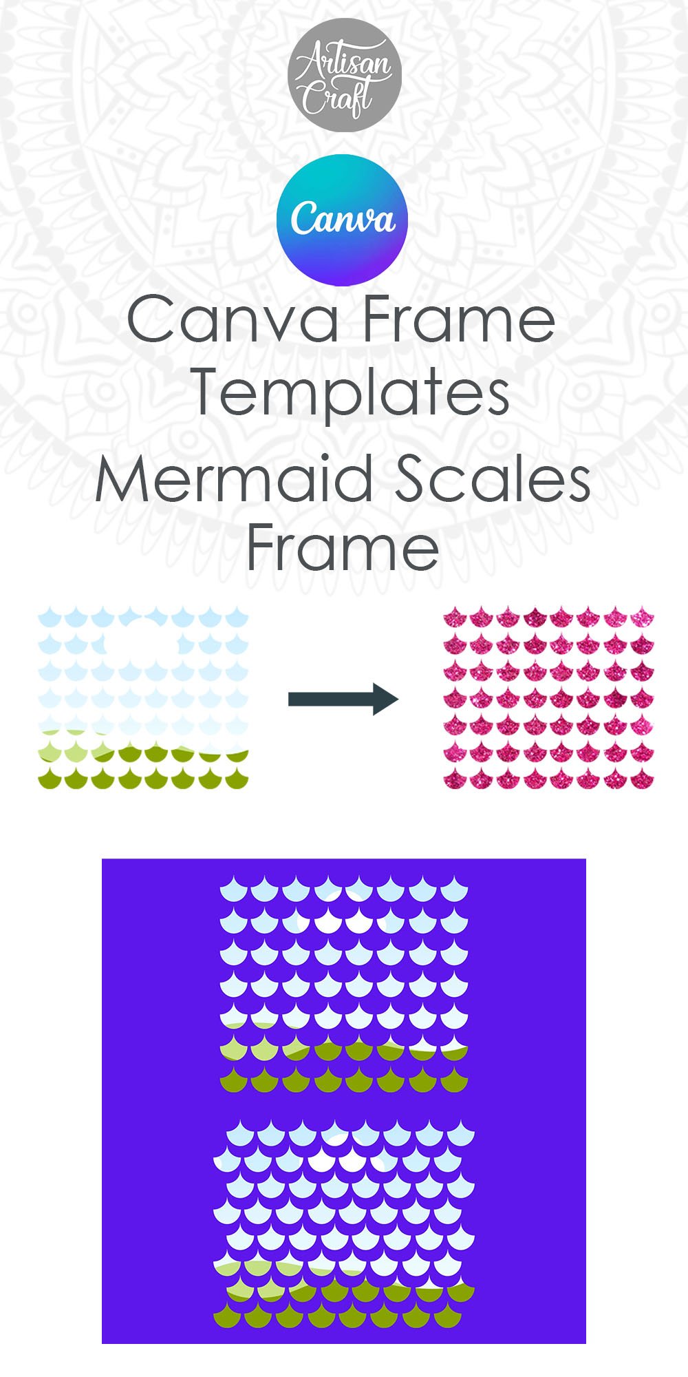 Canva frame | mermaid Scales | Canva template | fish scales