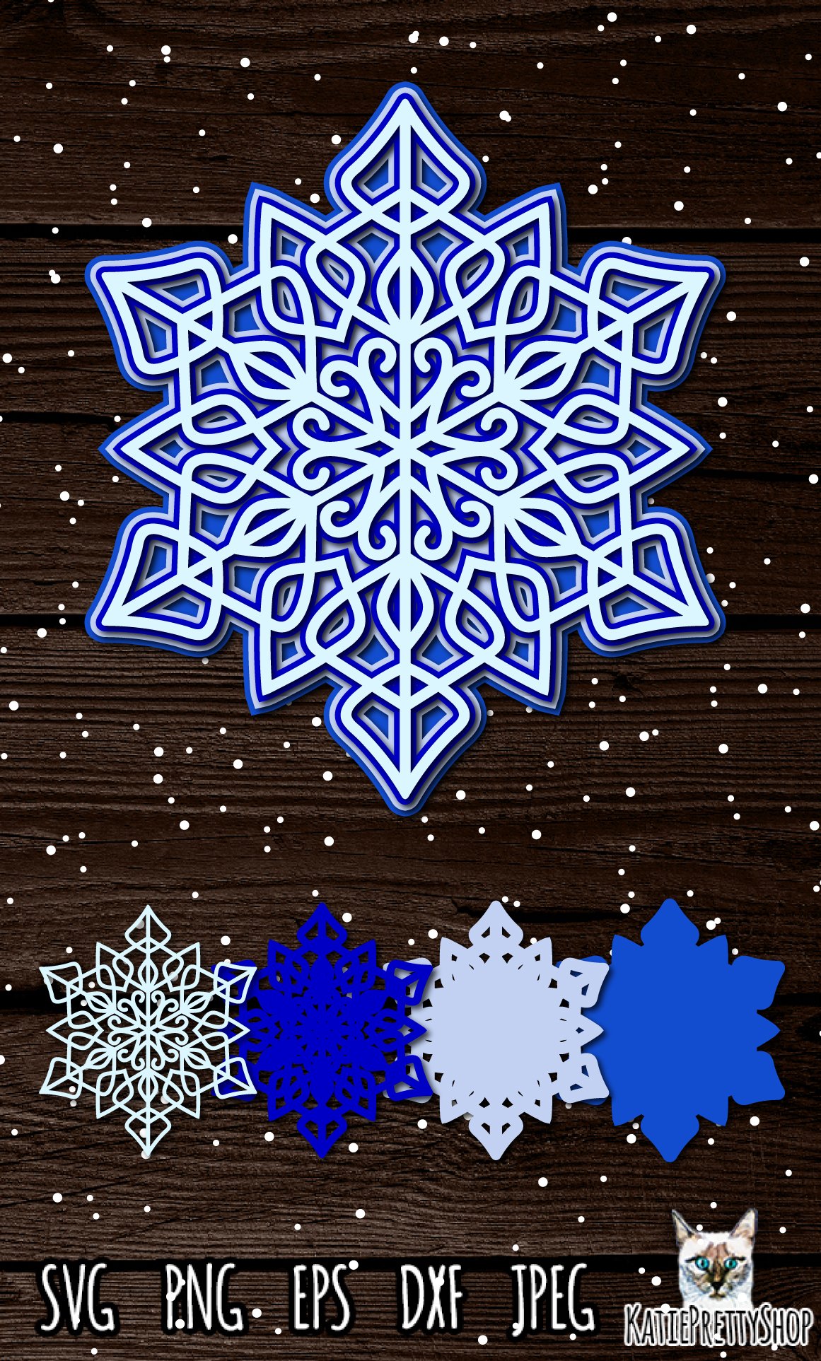 3D Snowflake paper cut SVG, layered snowflake cut (1630034)