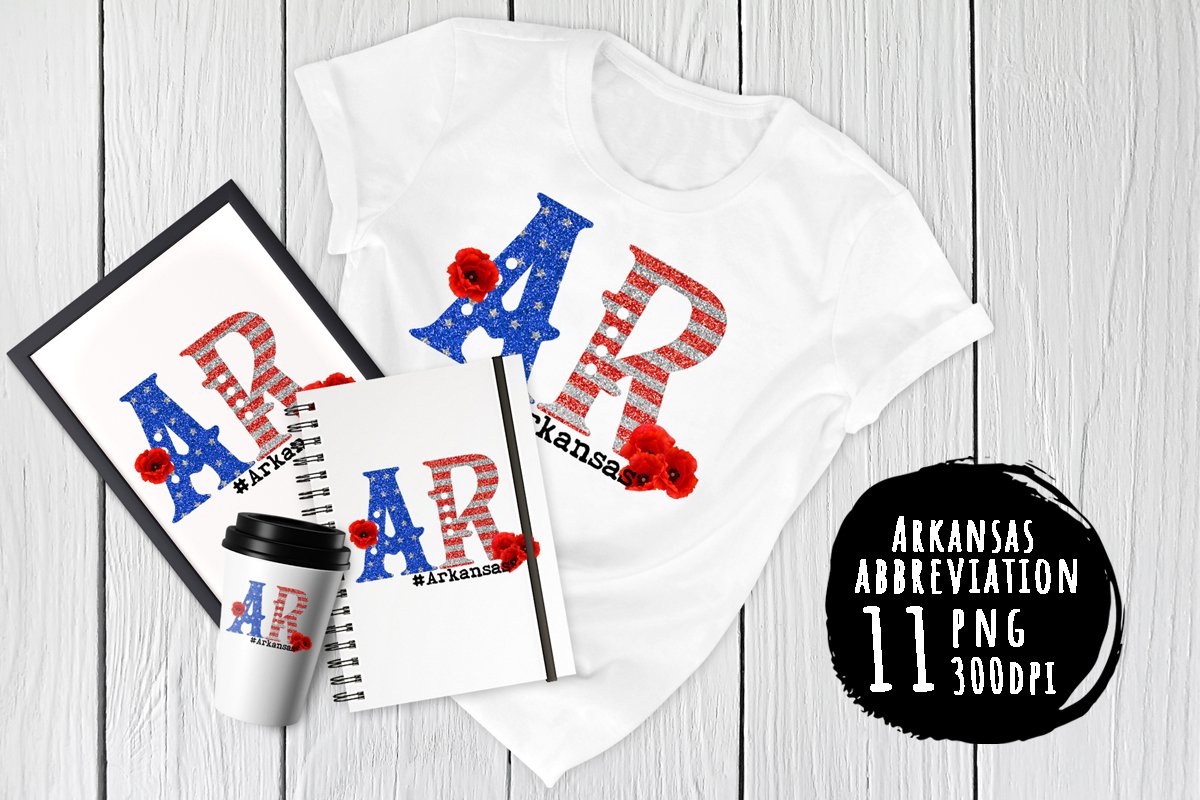 State abbreviation. USA sublimation. Arkansas