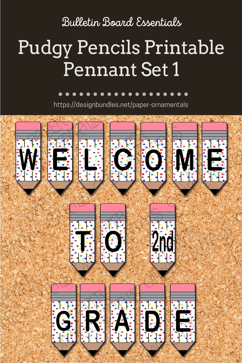 Pudgy Pencils Confetti Pattern Welcome Back Pennant Set