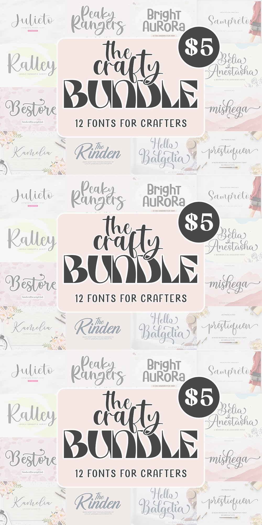Crafty Font Bundle - 12 Handwritten Fonts for (2614470)
