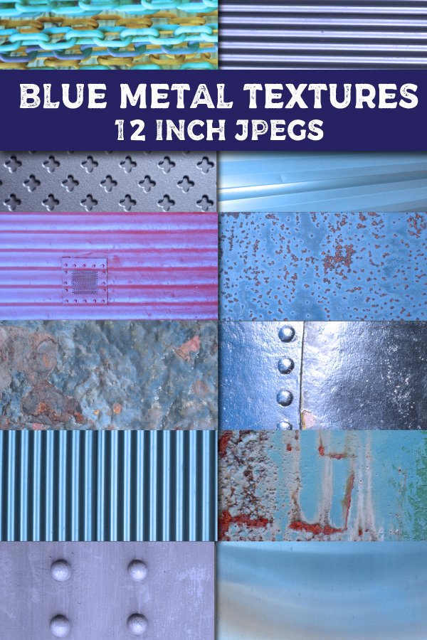 Blue Rusty Metal Weathered Metallic Texture Digital Papers