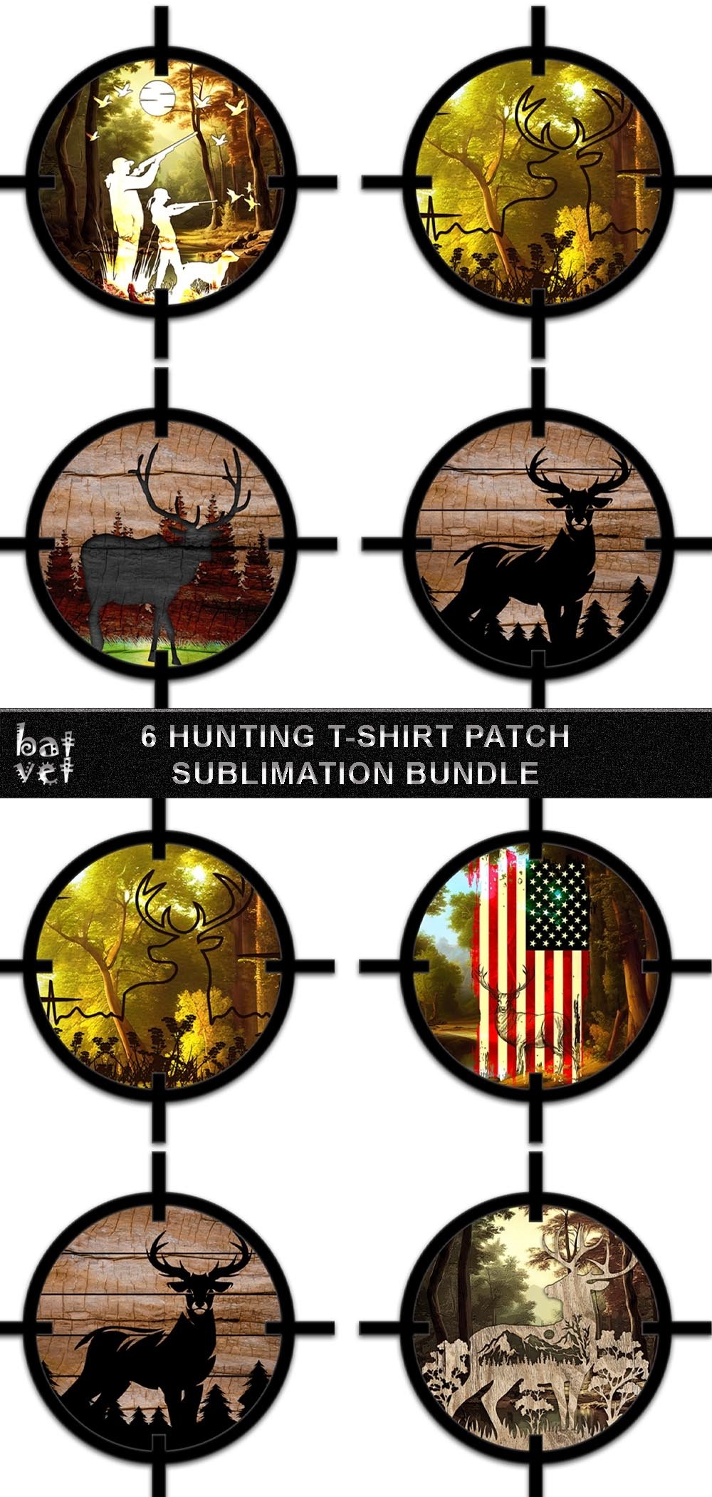 Hunting Sublimation Patches Bundle | Deer Hunt T Shirt Print
