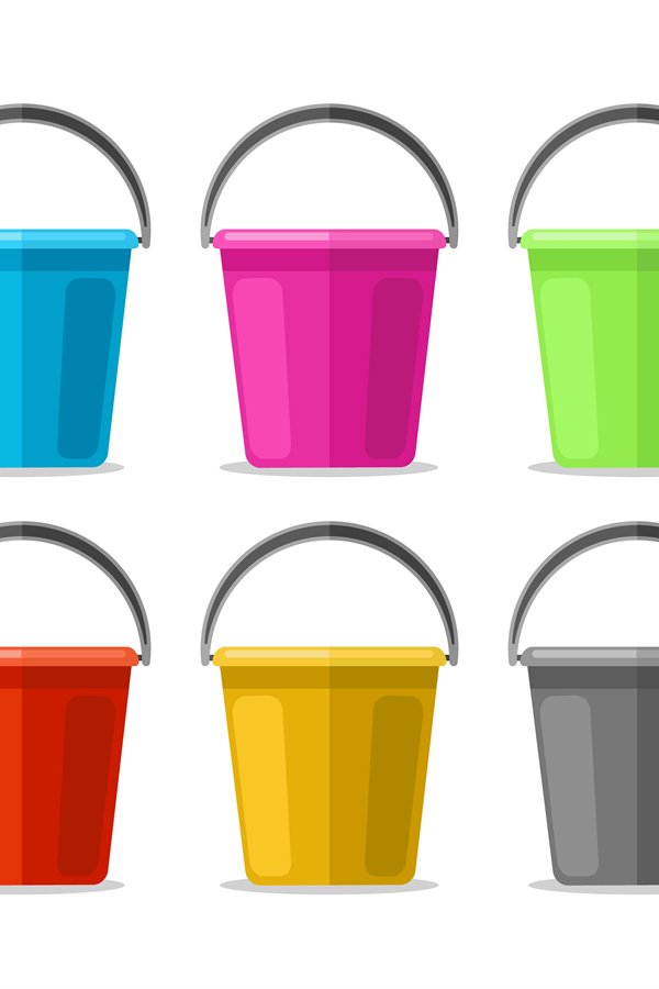 Colored plastics pails