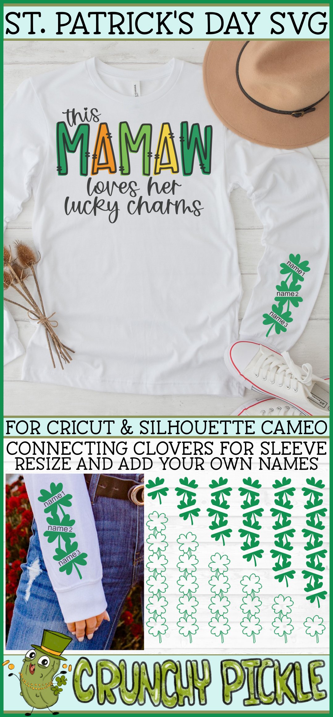 This Mamaw Loves Her Lucky Charms on Sleeve SVG File