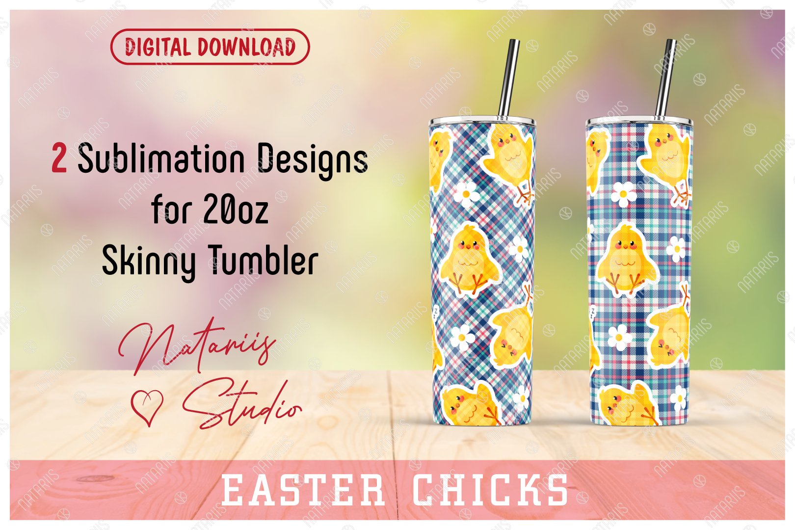 2 Funny Easter Chicks patterns for 20oz SKINNY (1259920)