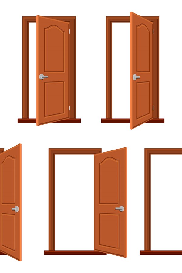 Door animation. Opened and closed wooden doors, sprite anima