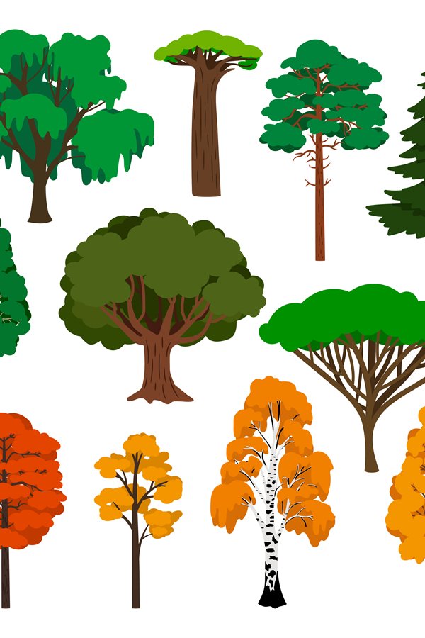 Cartoon trees icons set