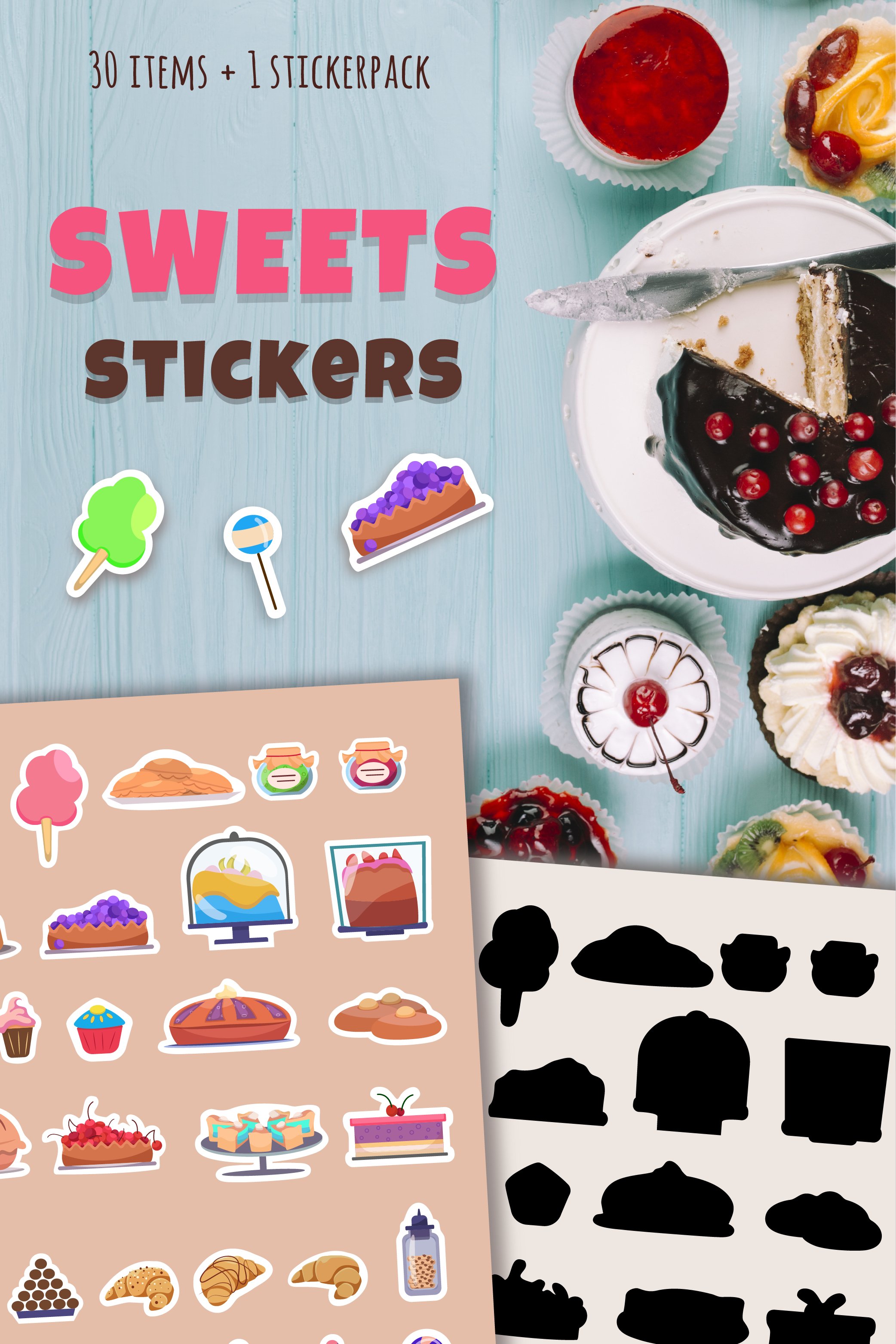 Sweets stickers bundle|Cute stickers (2138802)