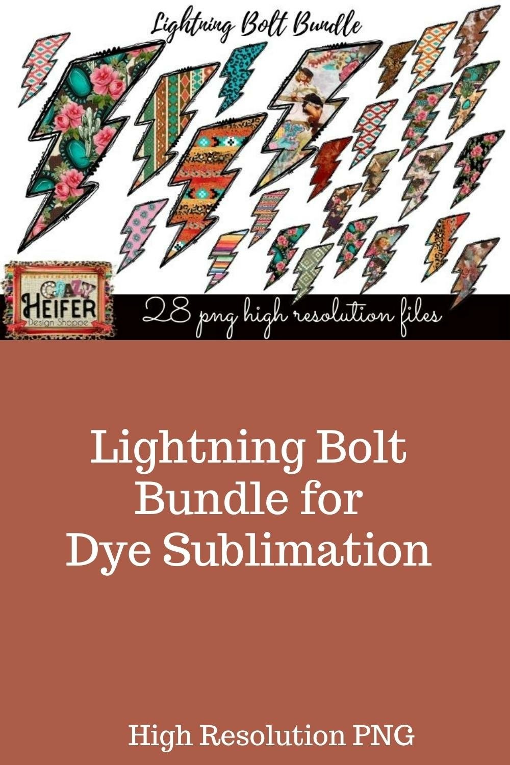 Lightning Bolt Bundle Western Punchy Theme for Dye Sub