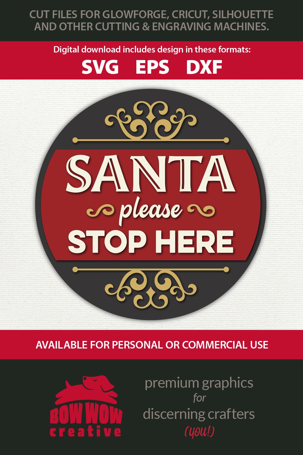 Santa Please Stop Here - Laser Cut File for Round Door Sign