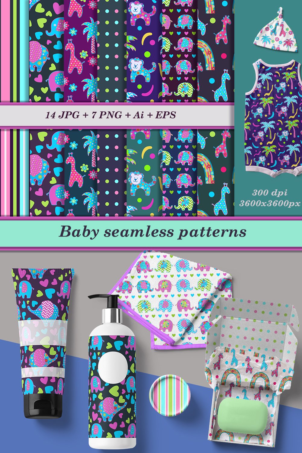 Baby seamless patterns. Digital paper
