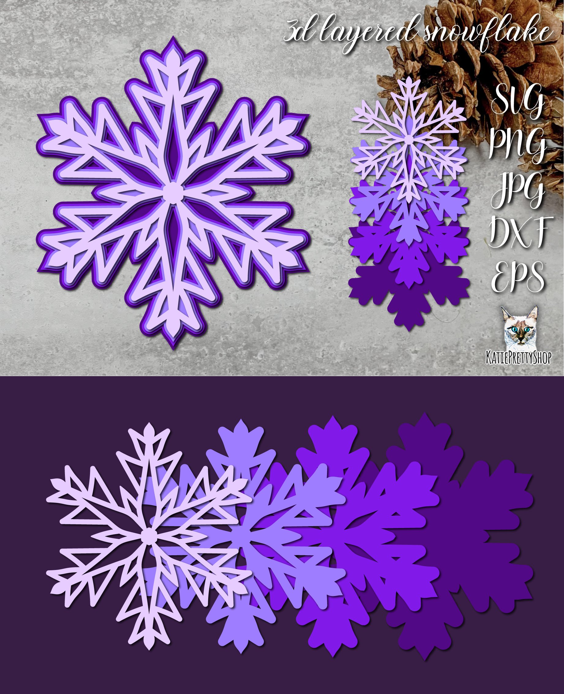 SVG file Snowflake layered papercut. Multilayered (2090583)