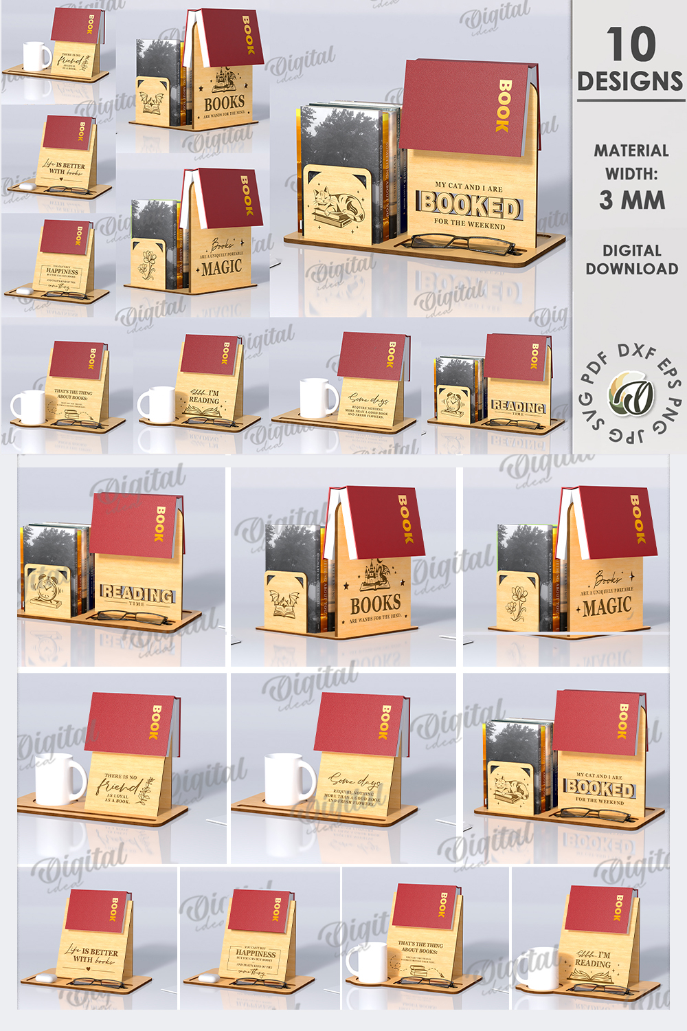 Book Stands Laser Cut Bundle. Book Holder SVG