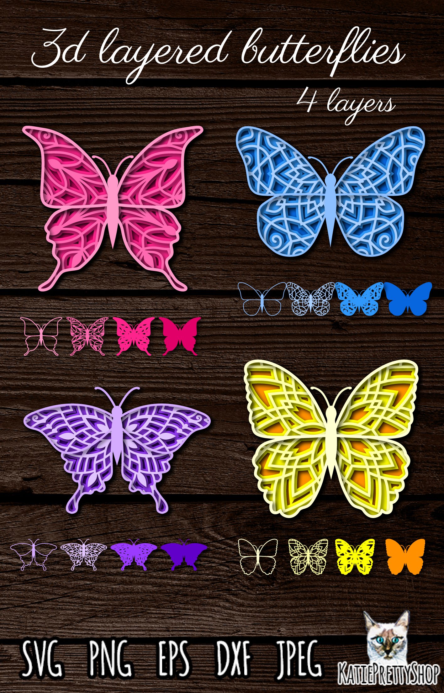 3d layered butterfly svg bundle, multilayered SVG, (1271133)