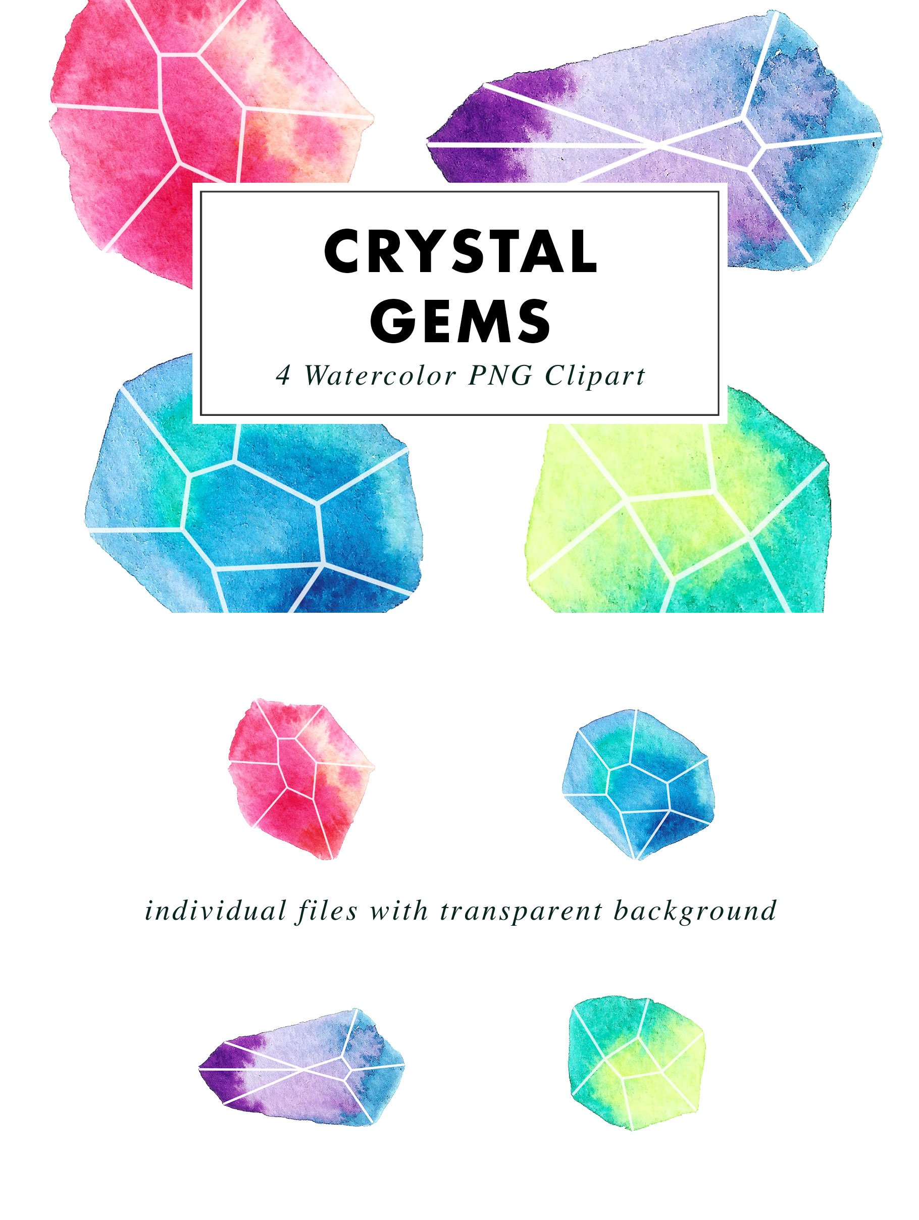 Watercolor crystal gems | Clipart PNG Illustrations