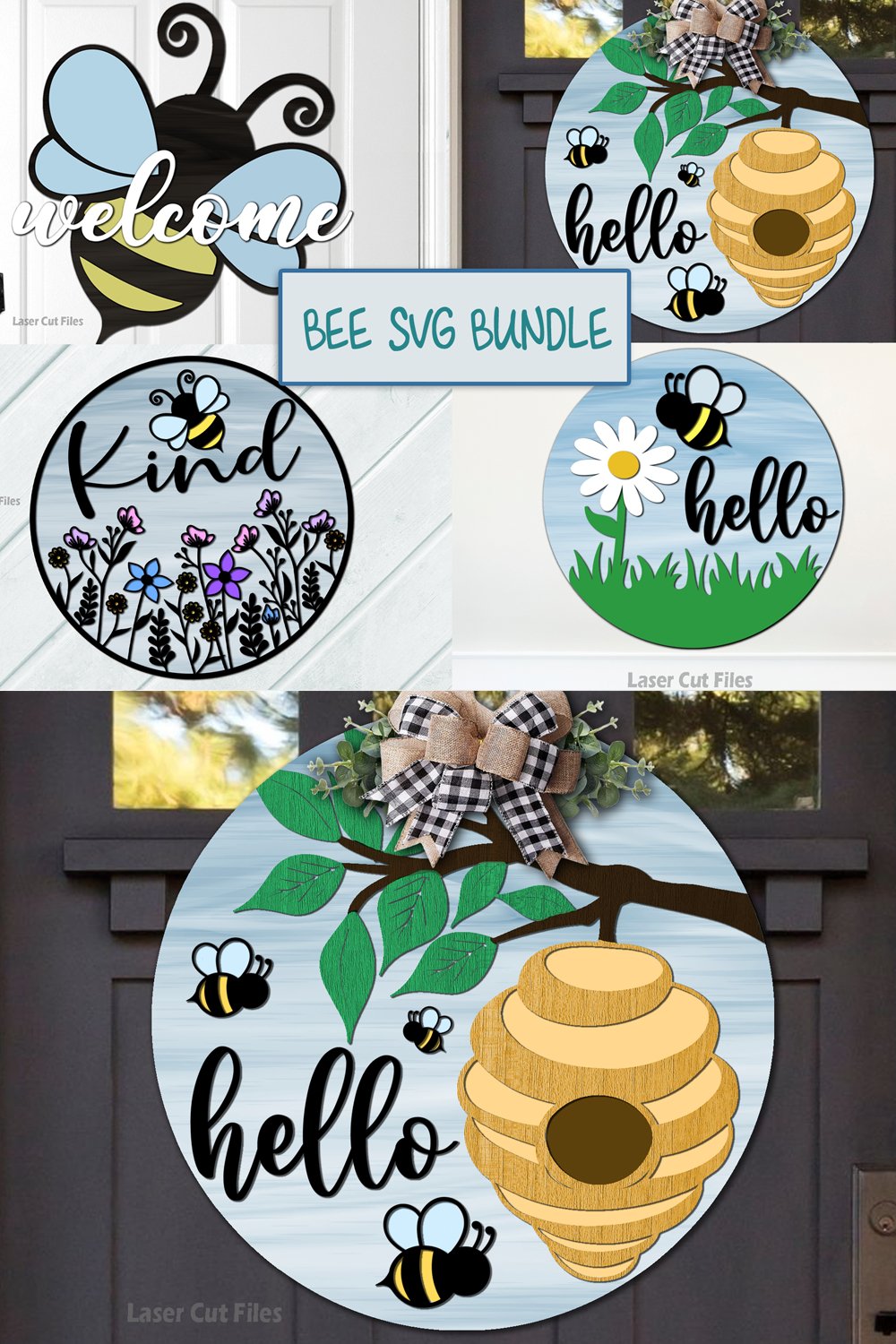 Bee Sign SVG Bundle Laser Cut Files | Welcome Sign SVG