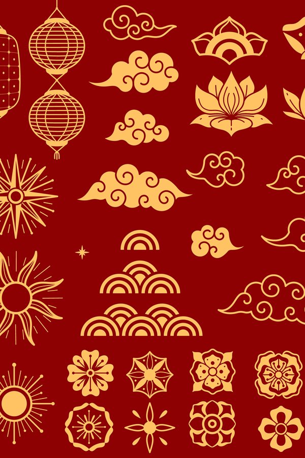 Asia elements. Chinese festive decorative gold traditional s