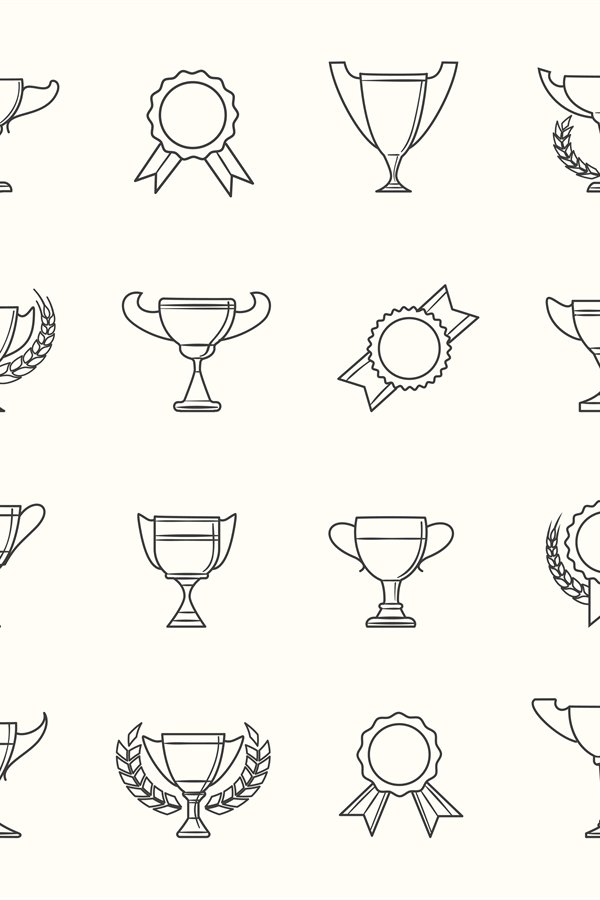 Awards and prize line icons