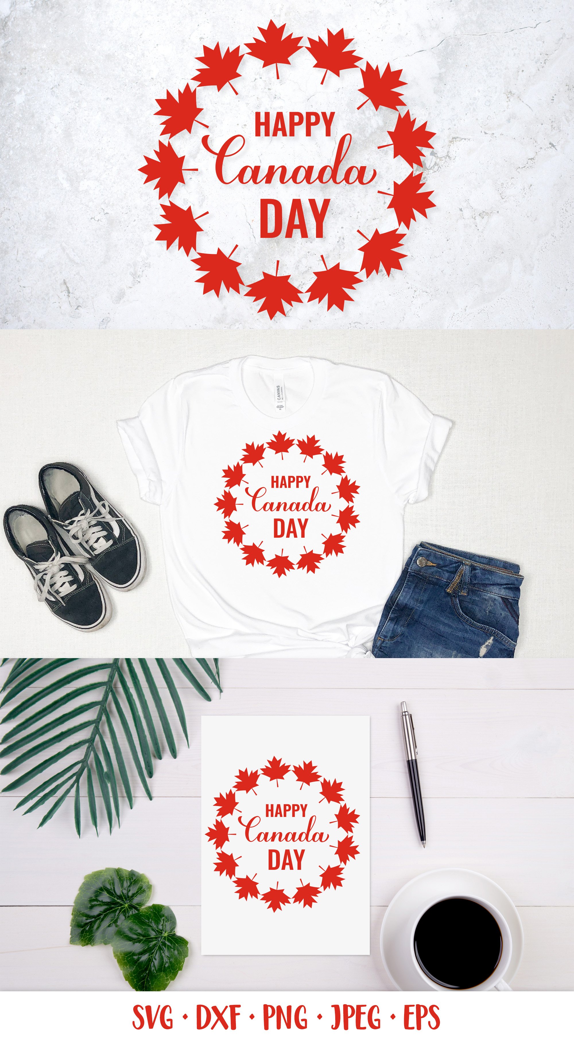 Happy Canada Day SVG. Canadian holiday