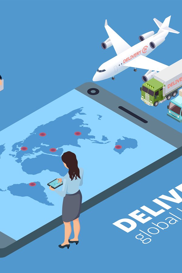 Delivery global logistics. Delivery strategy concept. Isomet