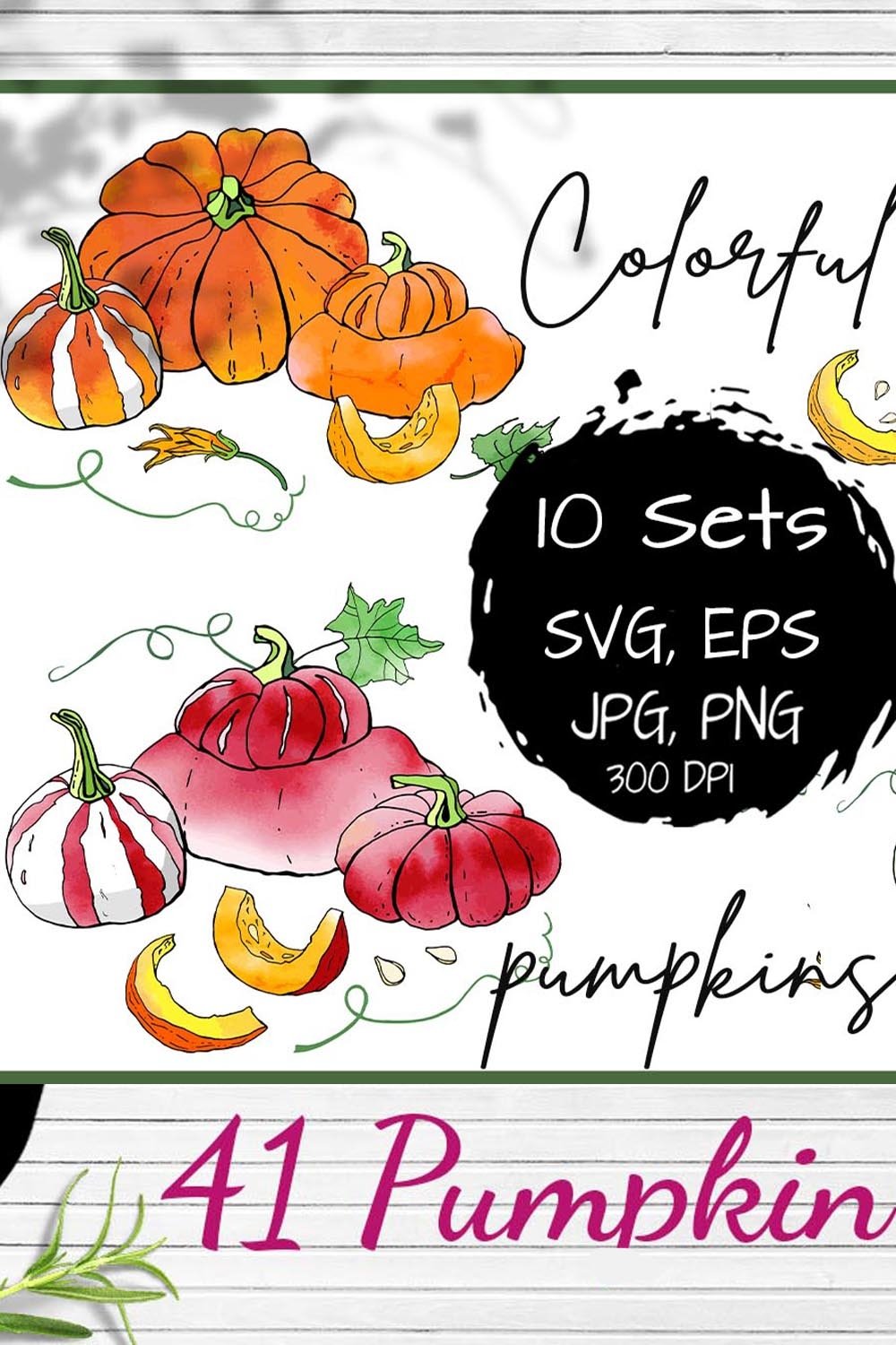 Colorful watercolor pumpkin vector pre-made. PNG, SVG