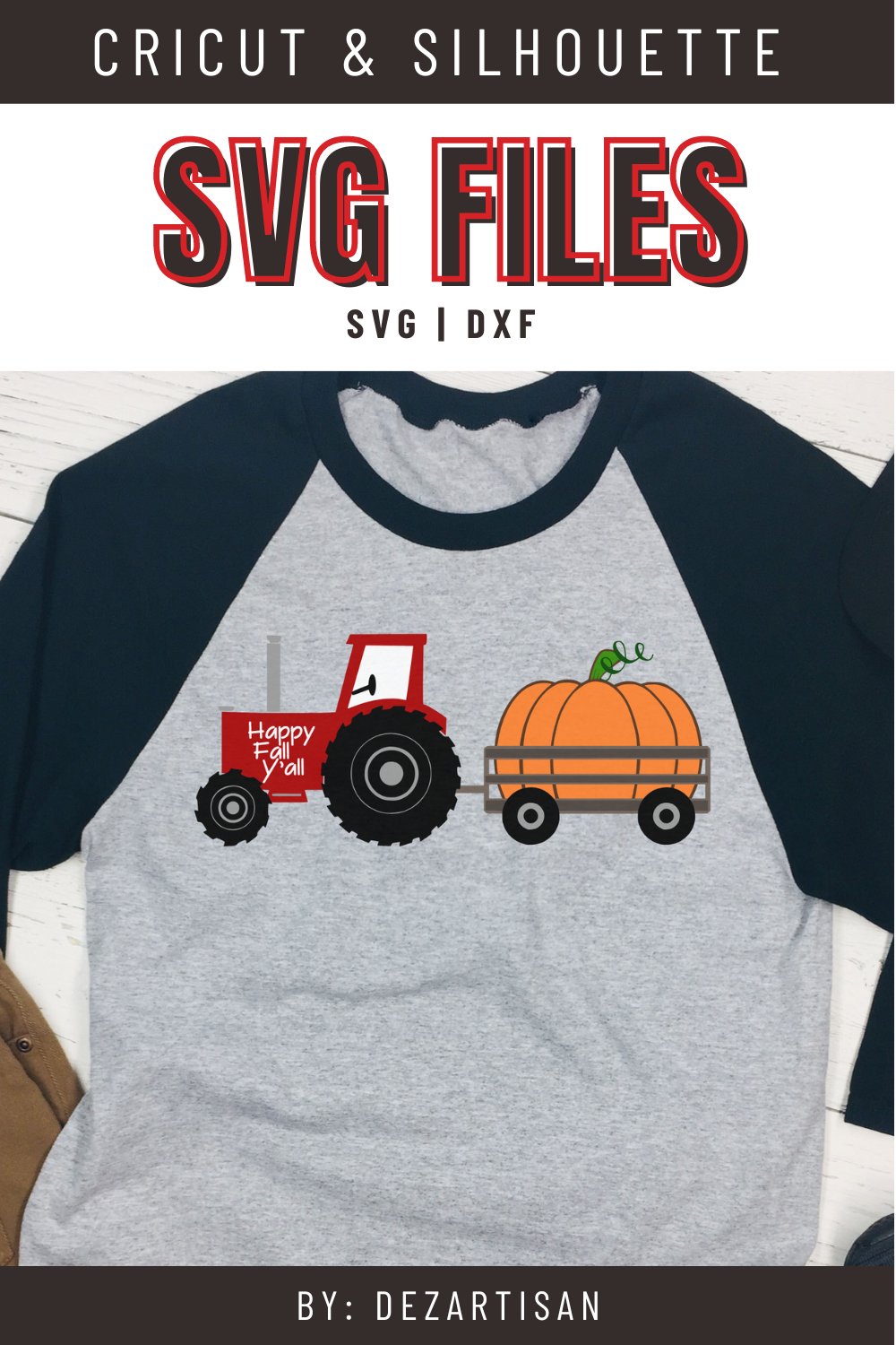 Farm Tractor & Wagon with Pumpkin SVG, Sublimation & Screen