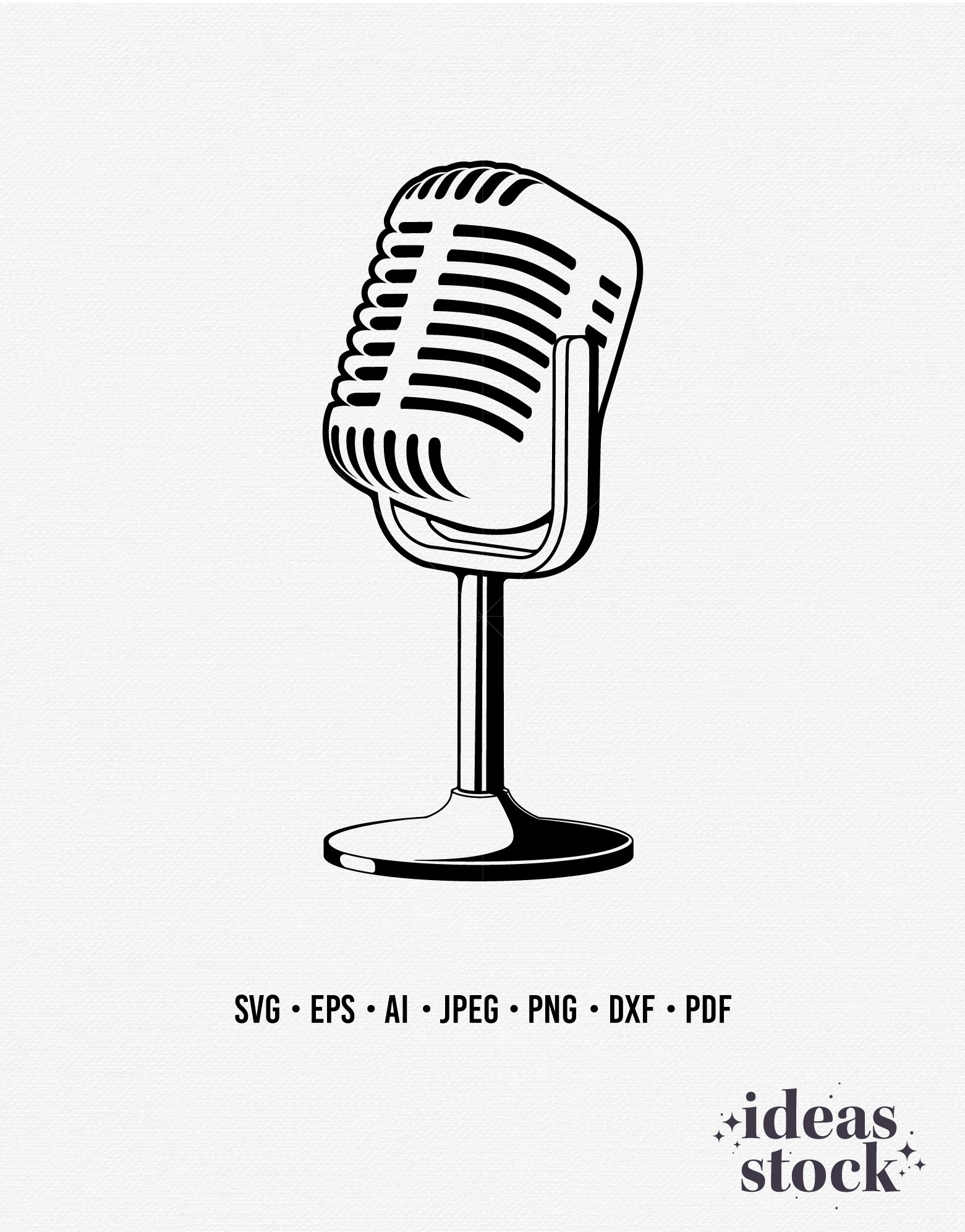 Vintage Microphone Svg. Music Svg. Vintage Microphone Icon.