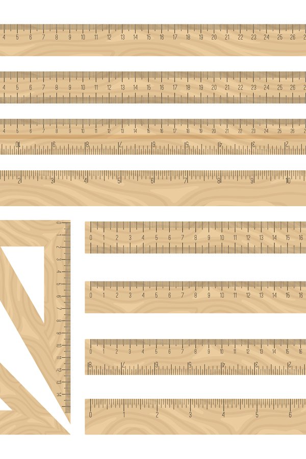 Rulers wood icon set