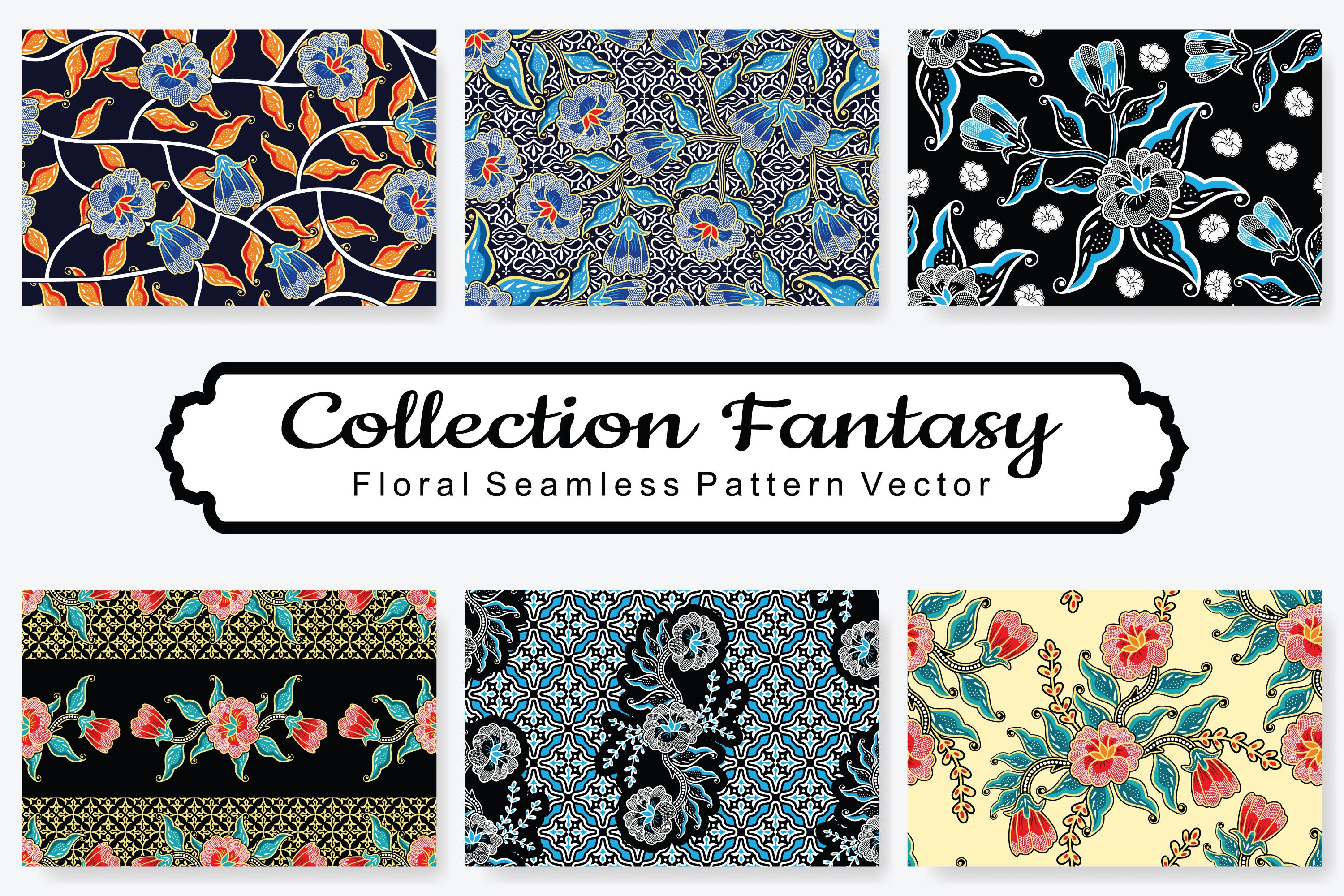 Set Of Fantasy Floral Vector Pattern Vol.14