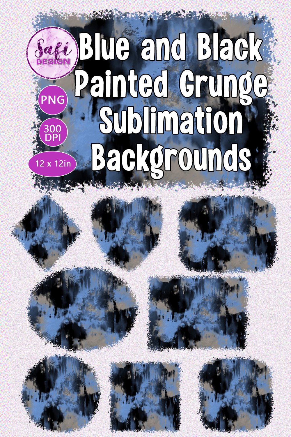 Blue and Black Painted Grunge Sublimation Backgrounds