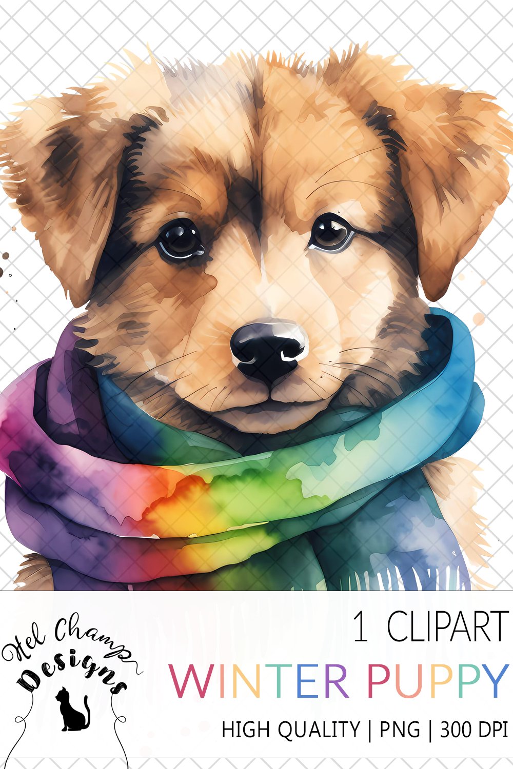 Winter cute puppy rainbow transparent clipart