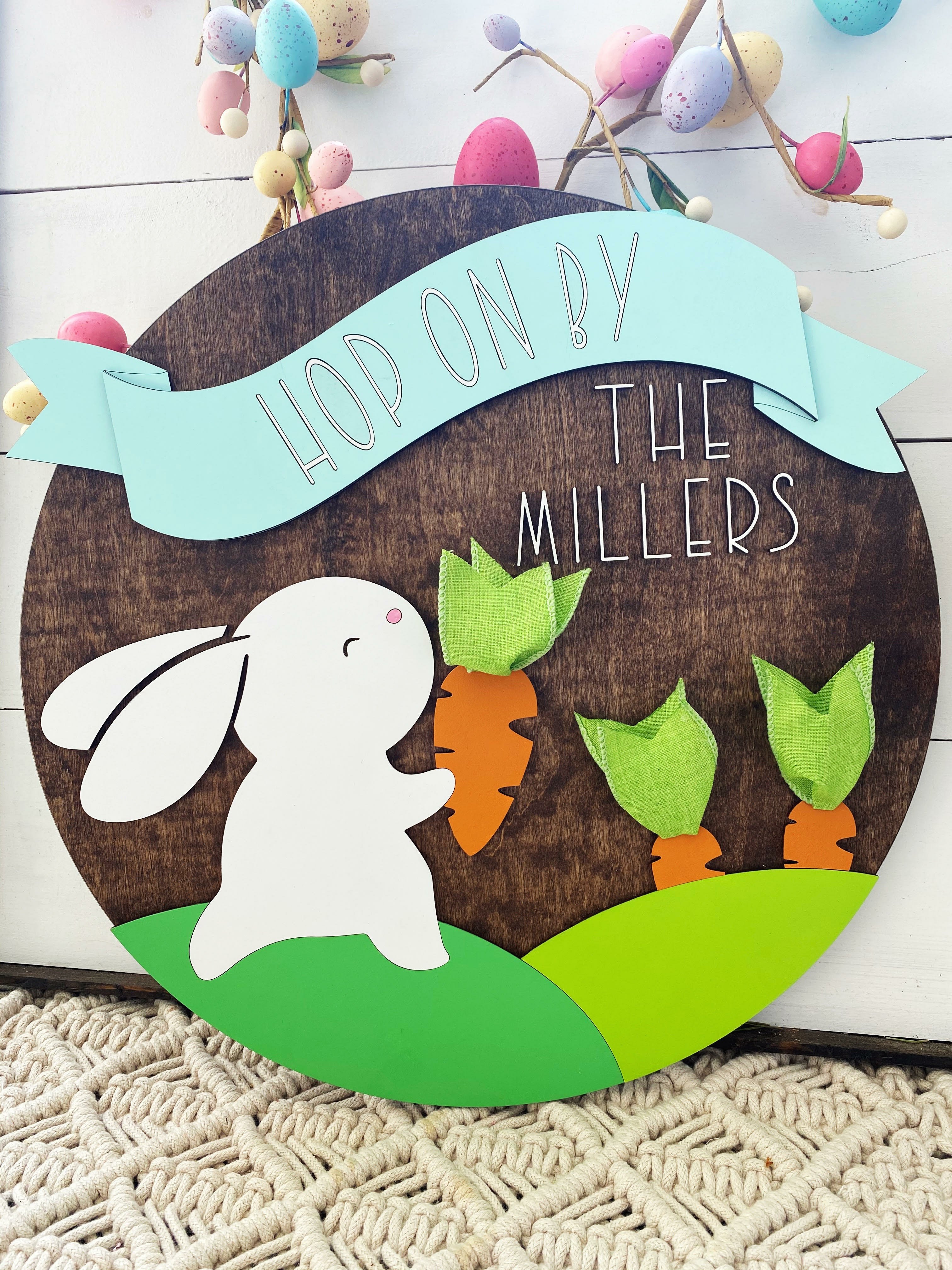 Easter Welcome Sign SVG File, Round Easter Sign Laser File
