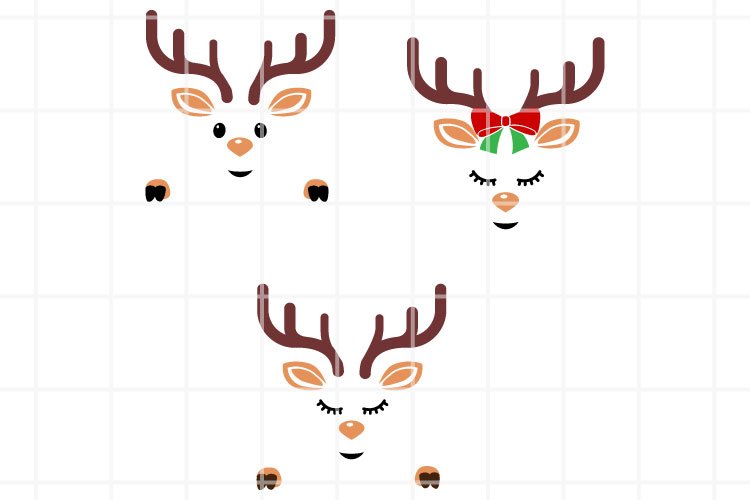 Reindeer face SVG. Deer cut file. Christmas deer clipart.