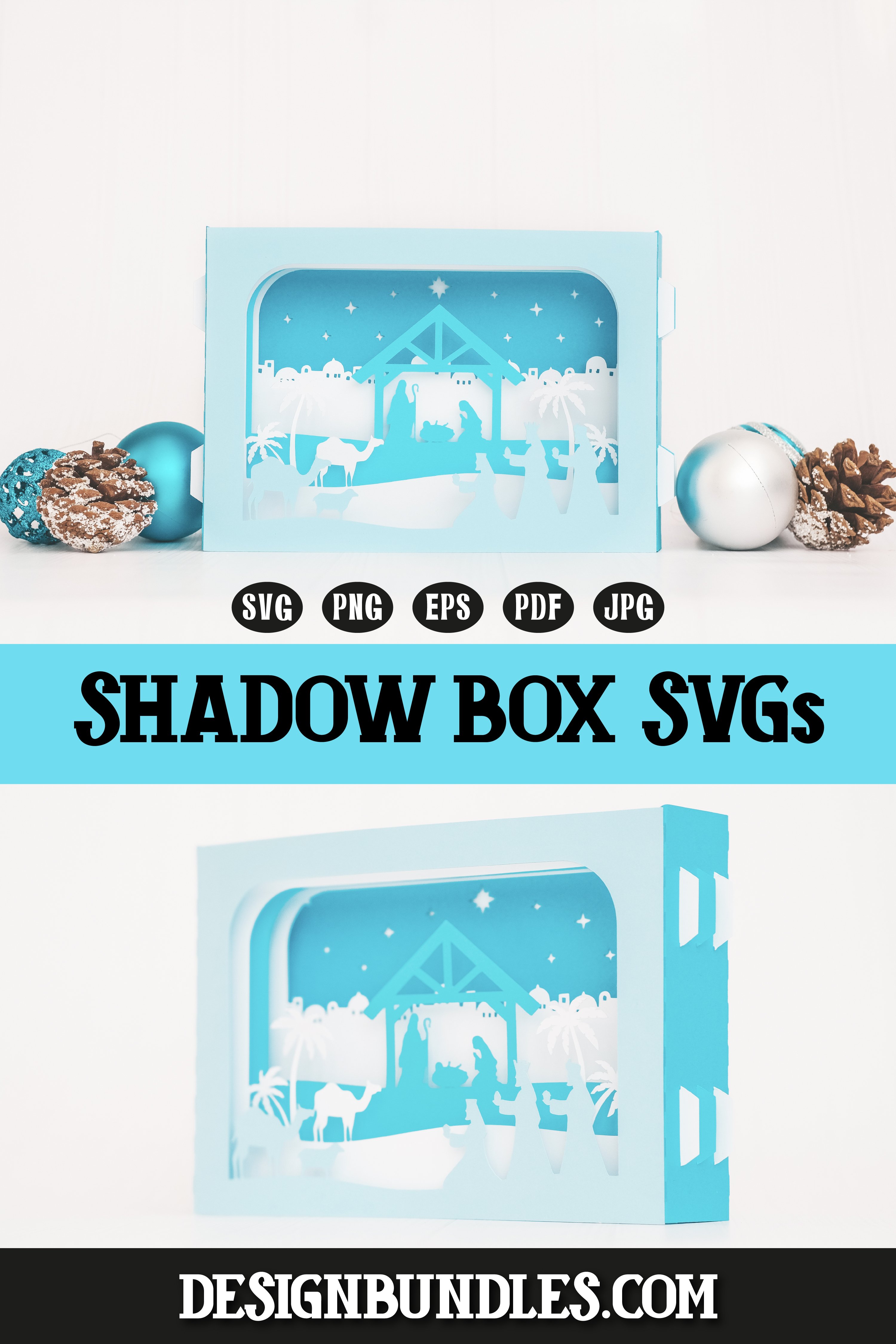 Nativity Scene shadow box template SVG,tunnel card SVG